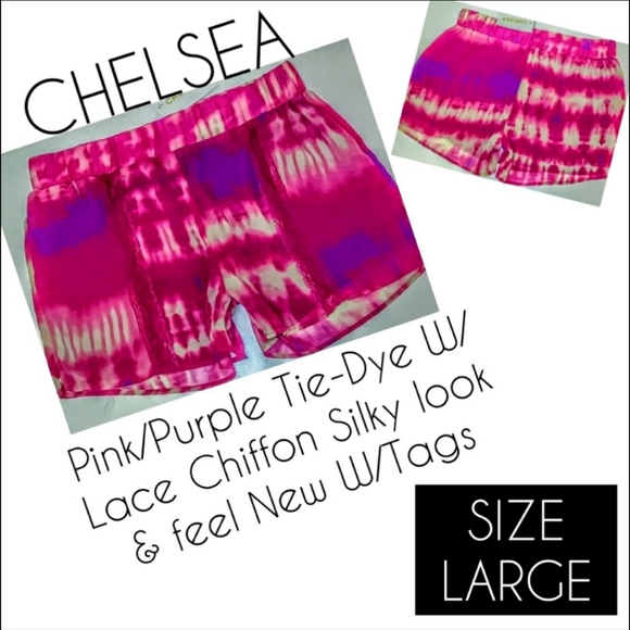 Chelsea | Shorts | Chelsea Shorts Size L Addy Chiffon Lace Tie Dye ...